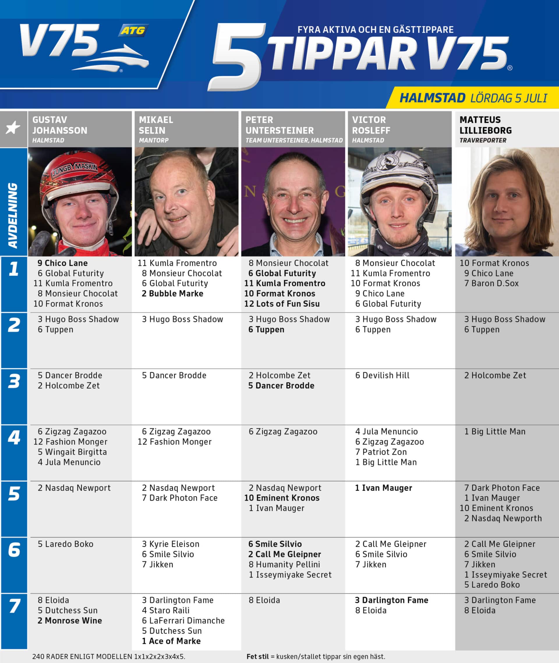 Fem tippar V75 till Halmstad 5 juli 2025 | Allt Om Trav